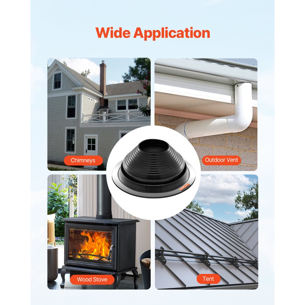 VEVOR 2 Pcs Roof Pipe Flashing Boots, Fit Pipe OD 6" to 11", Flexible ...