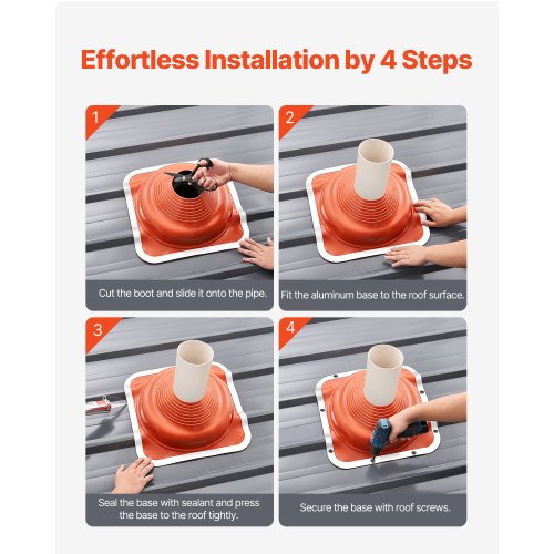 2 Pcs Metal Roof Pipe Flashing Boot Fit 6-1/4" - 11-3/4" Pipe High Temp ...