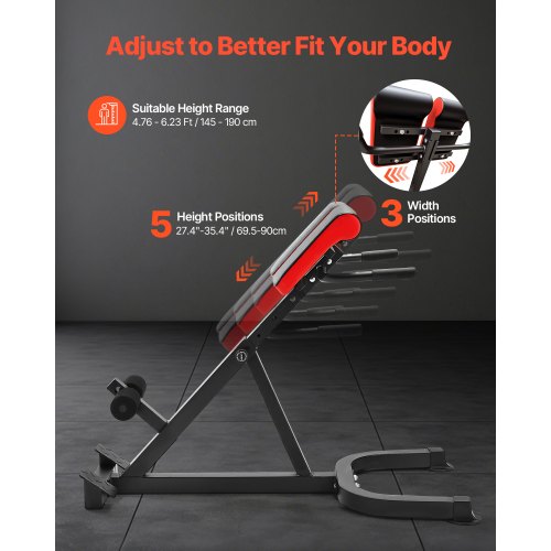 VEVOR Roman Chair Hyperextension Bench, 300 lbs Adjustable Extension ...