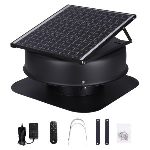 VEVOR Solar Attic Fan, 40 W, 1230 CFM Large Air Flow Solar Roof Vent ...