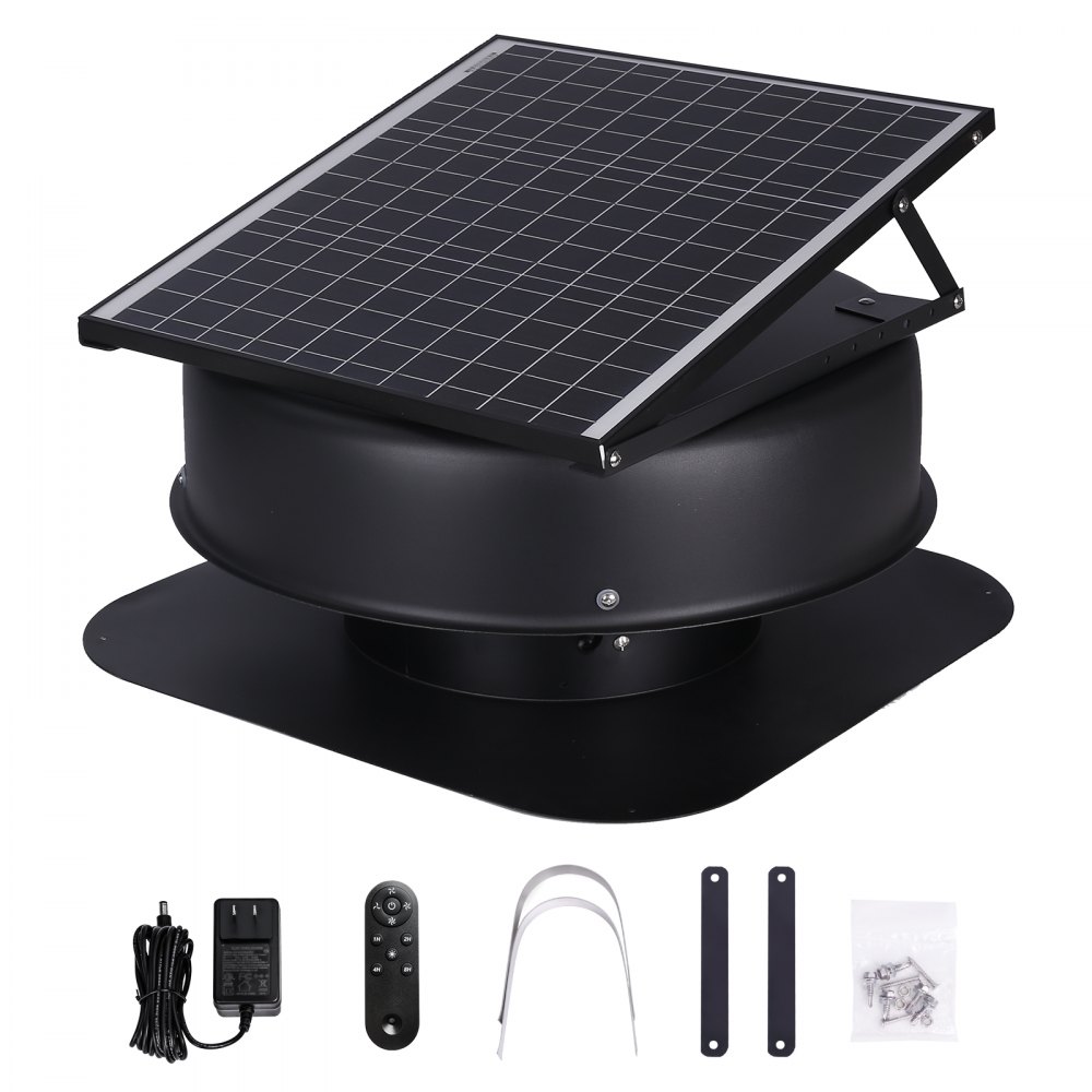 VEVOR Solar Attic Fan, 40 W, 1230 CFM Large Air Flow Solar Roof Vent ...