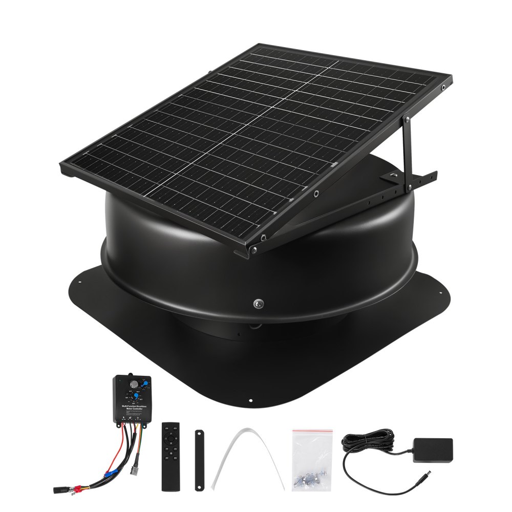 Solar Roof Attic Exhaust Fan 50W with Smart Thermostat Remote Control ...