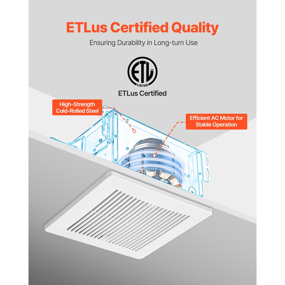 VEVOR Laundry Room Ventilation Fan – 80 CFM, 1.5 Sones, 4"