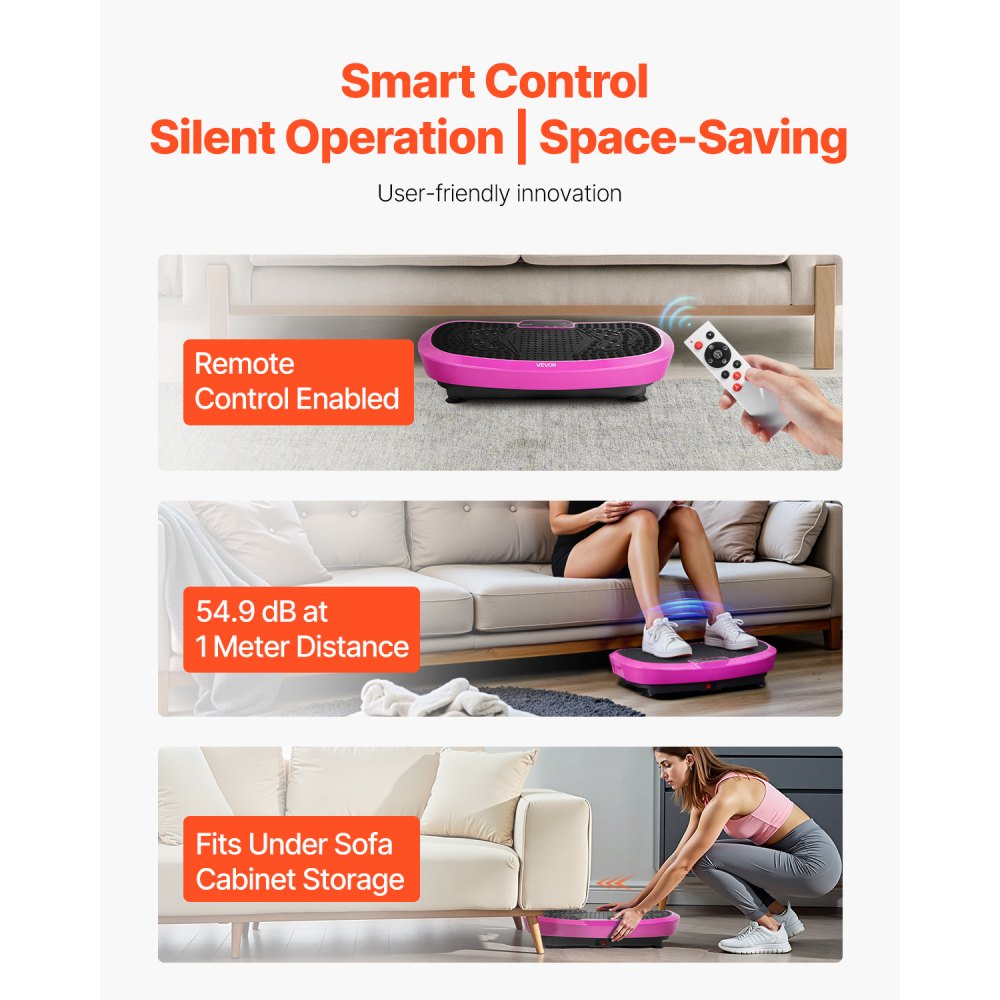 VEVOR Pink Vibration Plate – 22 Magnets, 99 Modes, 265 LBS