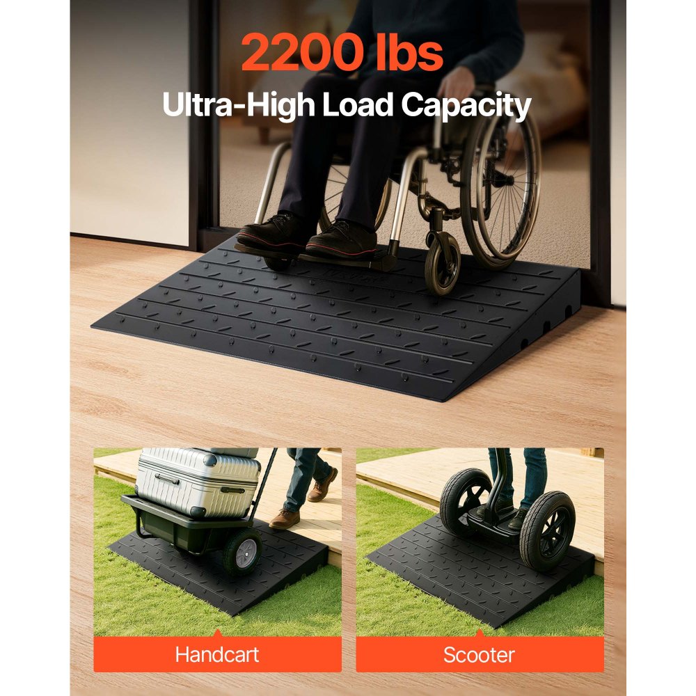 VEVOR Rubber Threshold Ramp, 4" Rise Threshold Ramp Doorway, 3 Channels ...