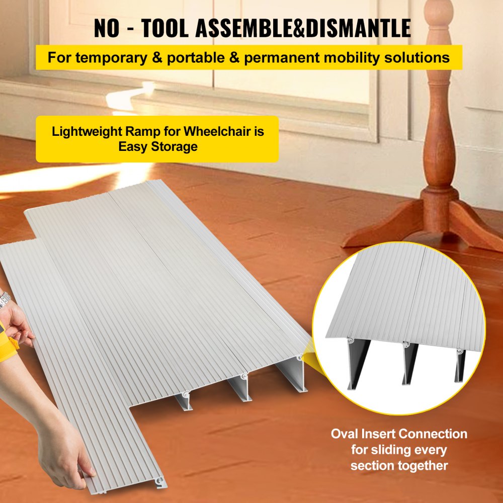 VEVOR Transitions Modular Entry Ramp, 3" Rise Door Threshold Ramp ...