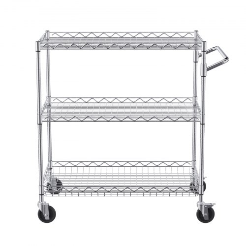 VEVOR 3-Tier Utility Cart Rolling Cart on Wheels 30"x18"x32.4" 661 LBS ...