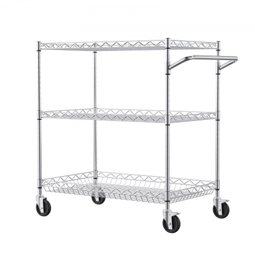 VEVOR 3-Tier Utility Cart Rolling Cart on Wheels 30"x18"x32.4" 661 LBS ...