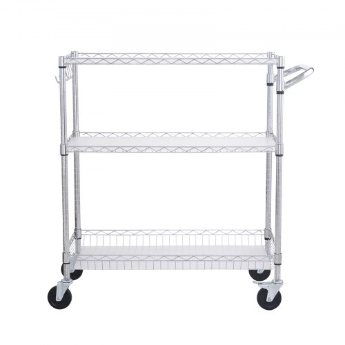 VEVOR 3-Tier Utility Cart Rolling Cart on Wheels 40.5"x17.7"x40.9" 661 ...
