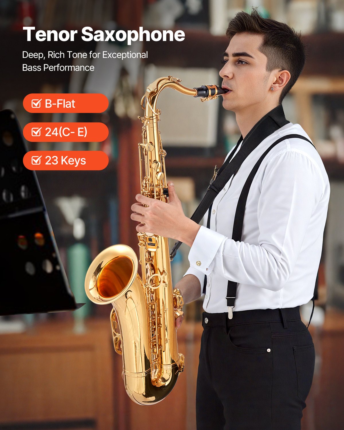 VEVOR Student Tenor Saxophone — 24 Note Range and Full Kit