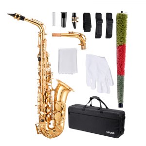 Gold Brass Alto Saxophone Eb E Flat Sax Beginner Kit with Case Straps ...