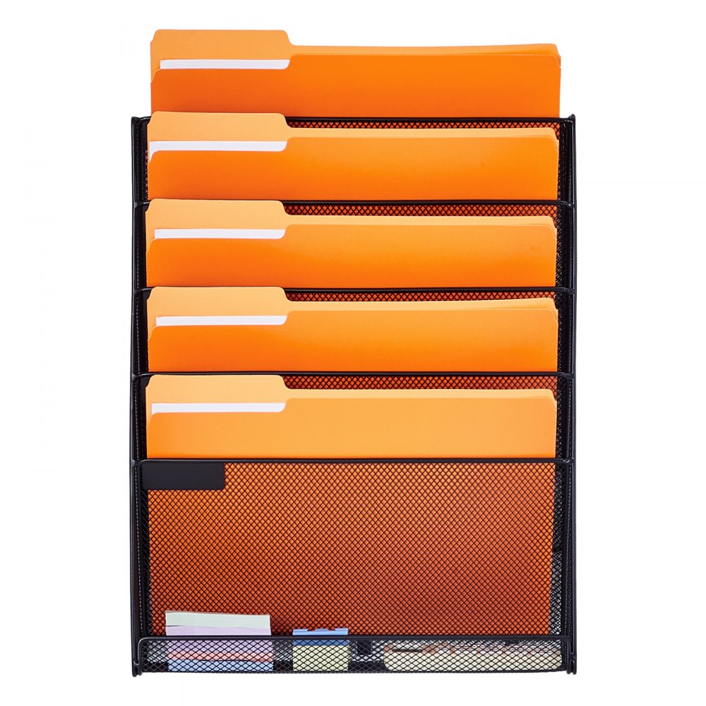VEVOR File Wall Rack, Two-Piece 6 Pockets Mesh Wall File Holder, Wall ...