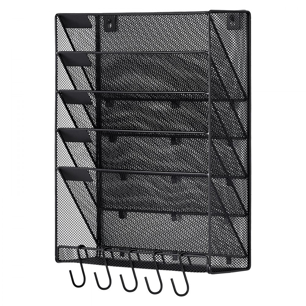 VEVOR File Wall Rack, Two-Piece 6 Pockets Mesh Wall File Holder, Wall ...