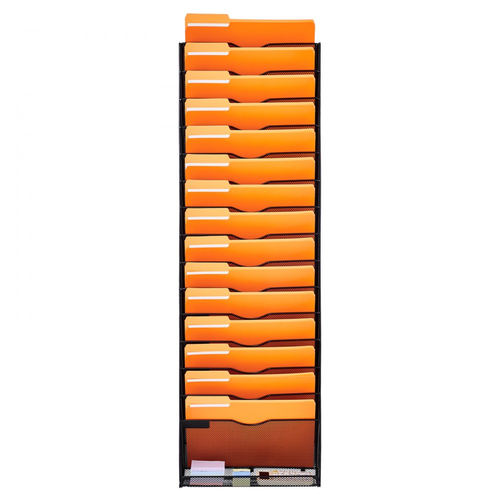 VEVOR File Wall Rack, One-Piece 16 Pockets Mesh Wall File Holder, Wall ...