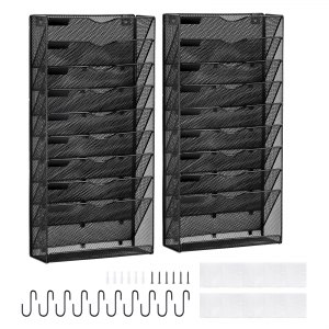 VEVOR File Wall Rack Mesh Wall File Holder 2-Piece 10 Pockets for ...