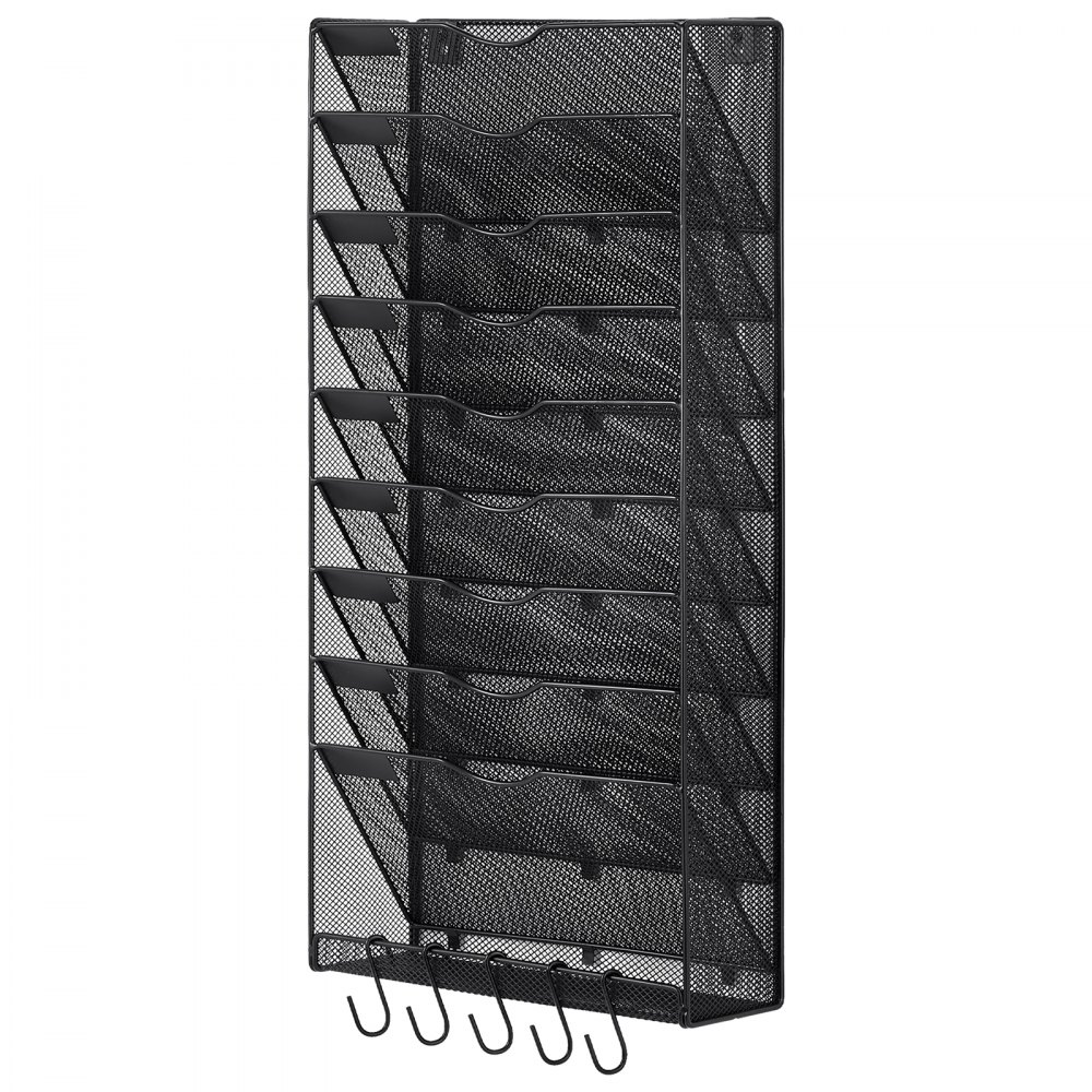 VEVOR File Wall Rack, Two-Piece 10 Pockets Mesh Wall File Holder, Wall ...