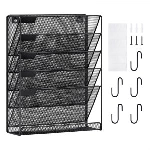 VEVOR File Wall Rack Mesh Wall File Holder 1-Piece 6 Pockets for Office ...