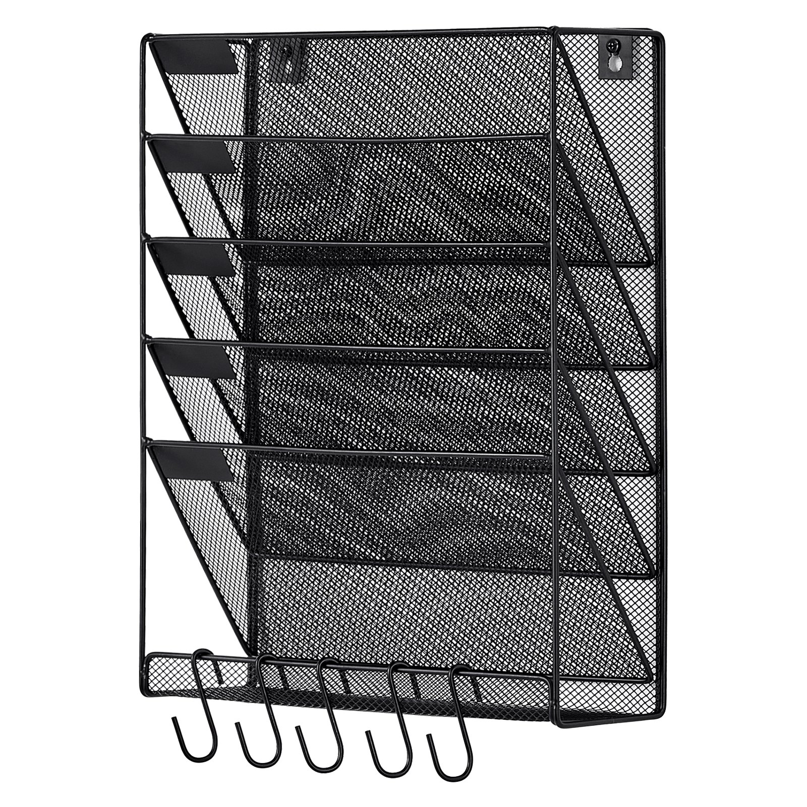 VEVOR File Wall Rack, One-Piece 6 Pockets Mesh Wall File Holder, Wall ...