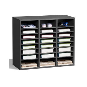 VEVOR Wooden Literature Organizer 24 Compartments with Adjustable ...