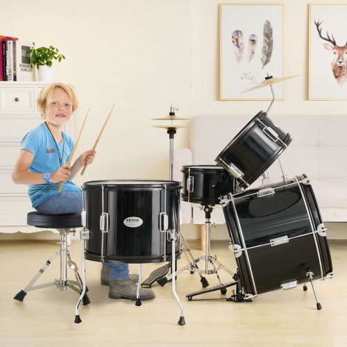 VEVOR Kids Drum Set, 5-Piece, 16 in Beginner Full Drum Set with Bass ...