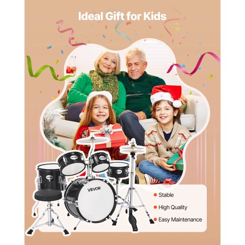 Kids Drum Set 5-Piece Junior Musical Drum Kit with 14 in Bass Drum ...