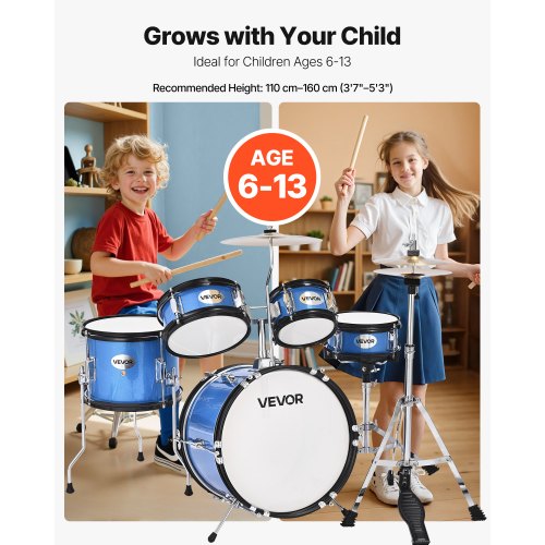 Kids Drum Set 5-Piece Junior Musical Drum Kit with 14 in Bass Drum ...