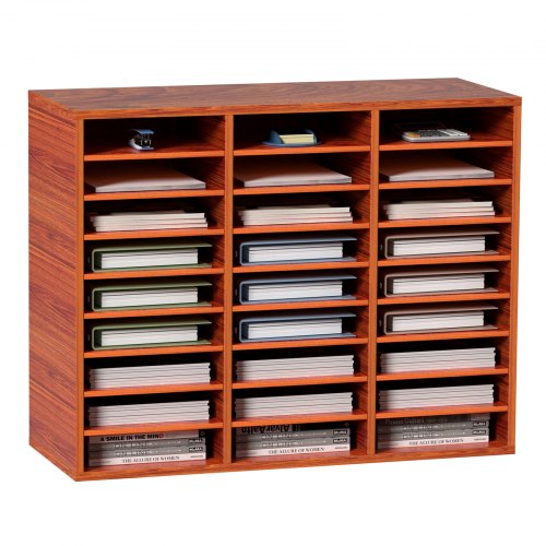 VEVOR 27 Compartments Wood Literature Organizer, Adjustable Shelves ...