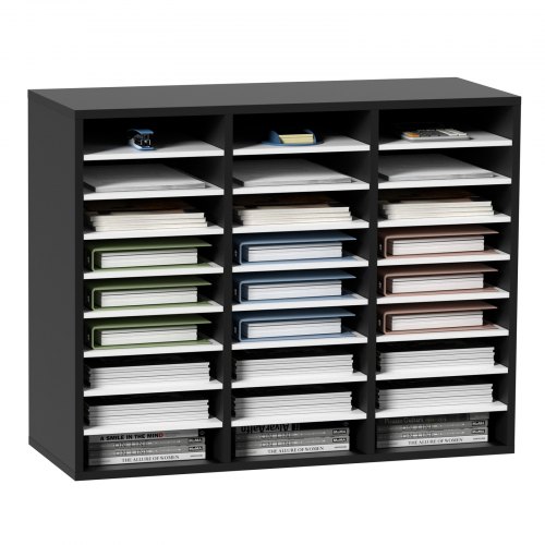 VEVOR 27 Compartments Wood Literature Organizer, Adjustable Shelves ...