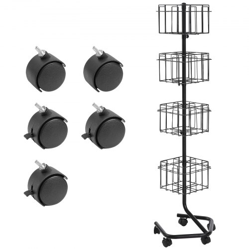 VEVOR Brochure Display Rack, 4-Tier 32 Pockets Rotating Magazine ...