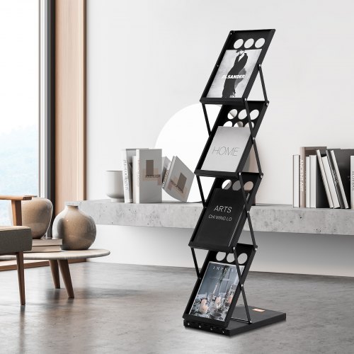 VEVOR Foldable Magazine Display Rack, 4-Tier Brochure Literature Display Stand, Portable Catalog ...