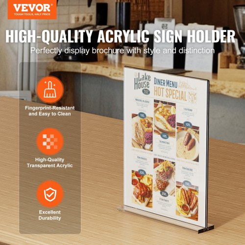 VEVOR Acrylic Sign Holder, 6 Pack 8.5 x 11-inch Brochure Display ...