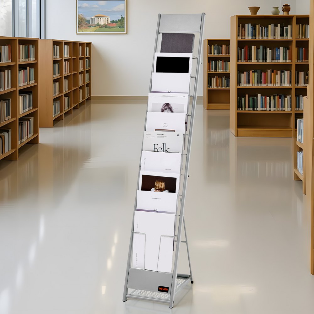 VEVOR Brochure Display Rack, 10 Pockets Magazine Literature Display ...