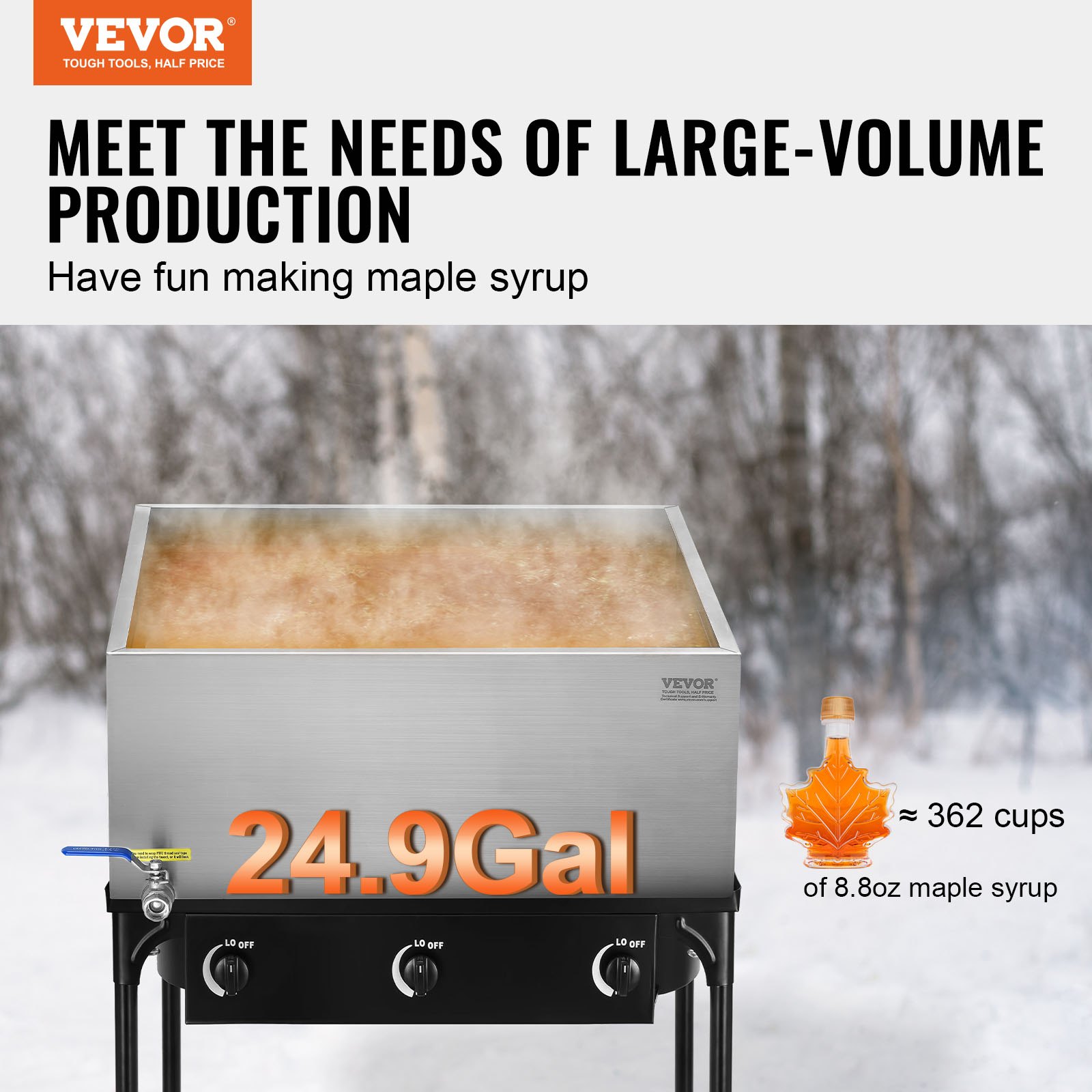 VEVOR Maple Syrup Evaporator Pan, 24.9 Gallon, 362 Cups of 8.8oz Maple ...