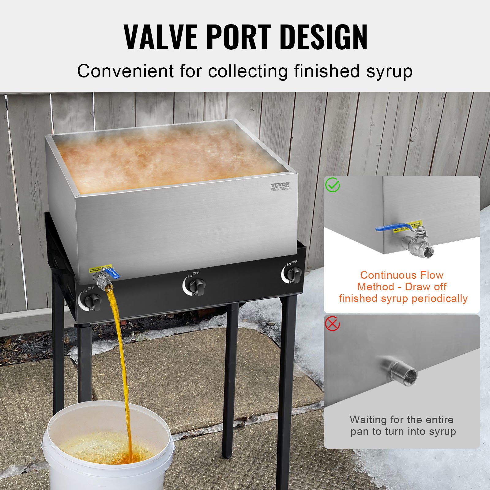 VEVOR Maple Syrup Evaporator Pan, 24.9 Gallon, 362 Cups of 8.8oz Maple ...
