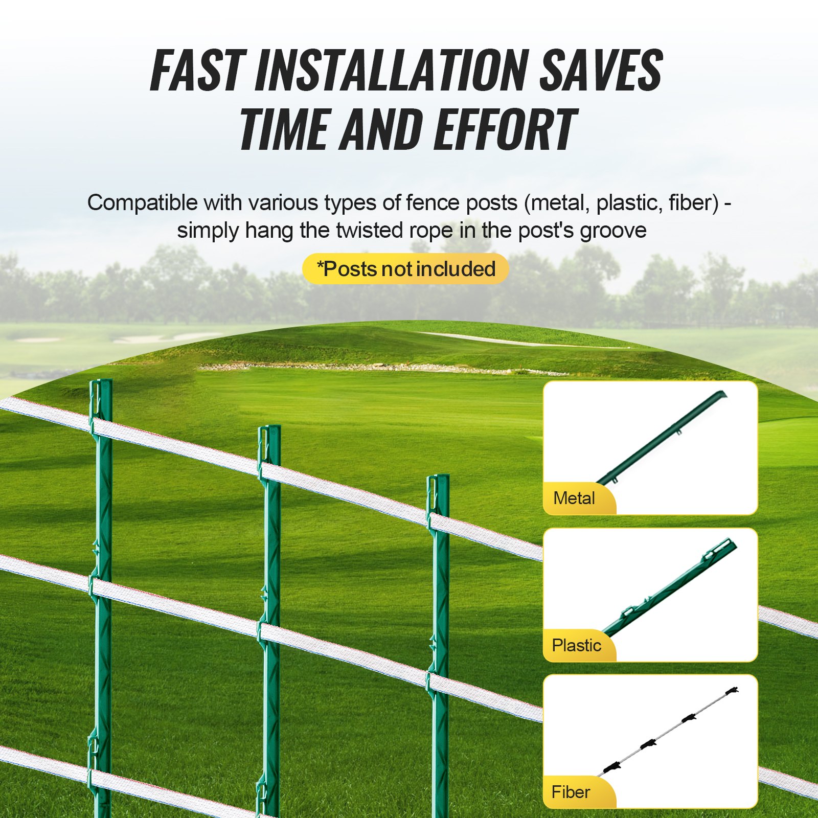 VEVOR Electric Fence Tape – 6-Strand Durable Farm Line