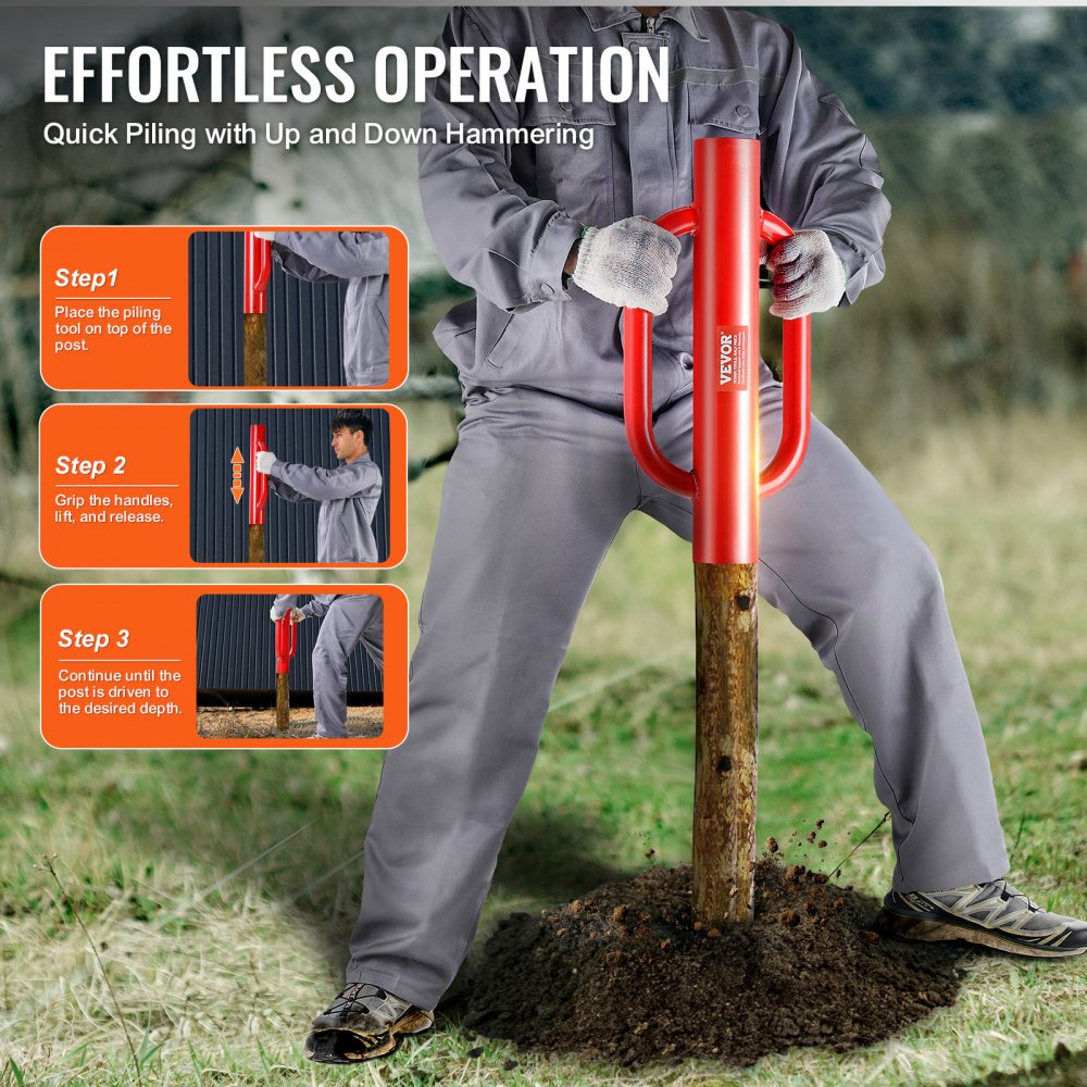 VEVOR Fence Post Driver with Handles 4.11 in Inner Diameter T Post Pole ...