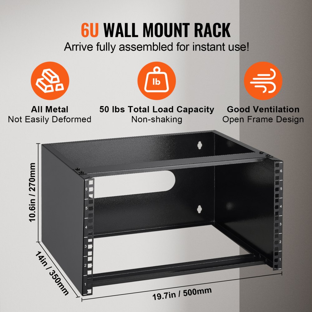 VEVOR 6U Wall Mount Network Rack 14 in/355.6 mm Depth Server Rack 50lbs ...