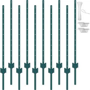 VEVOR 4 Feet Fence Post 10 Pack T-Post Heavy Duty Metal Fence Posts ...