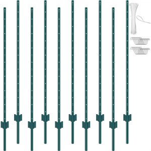 VEVOR 5 Feet Fence Post 10 Pack T-Post Heavy Duty Metal Fence Posts ...