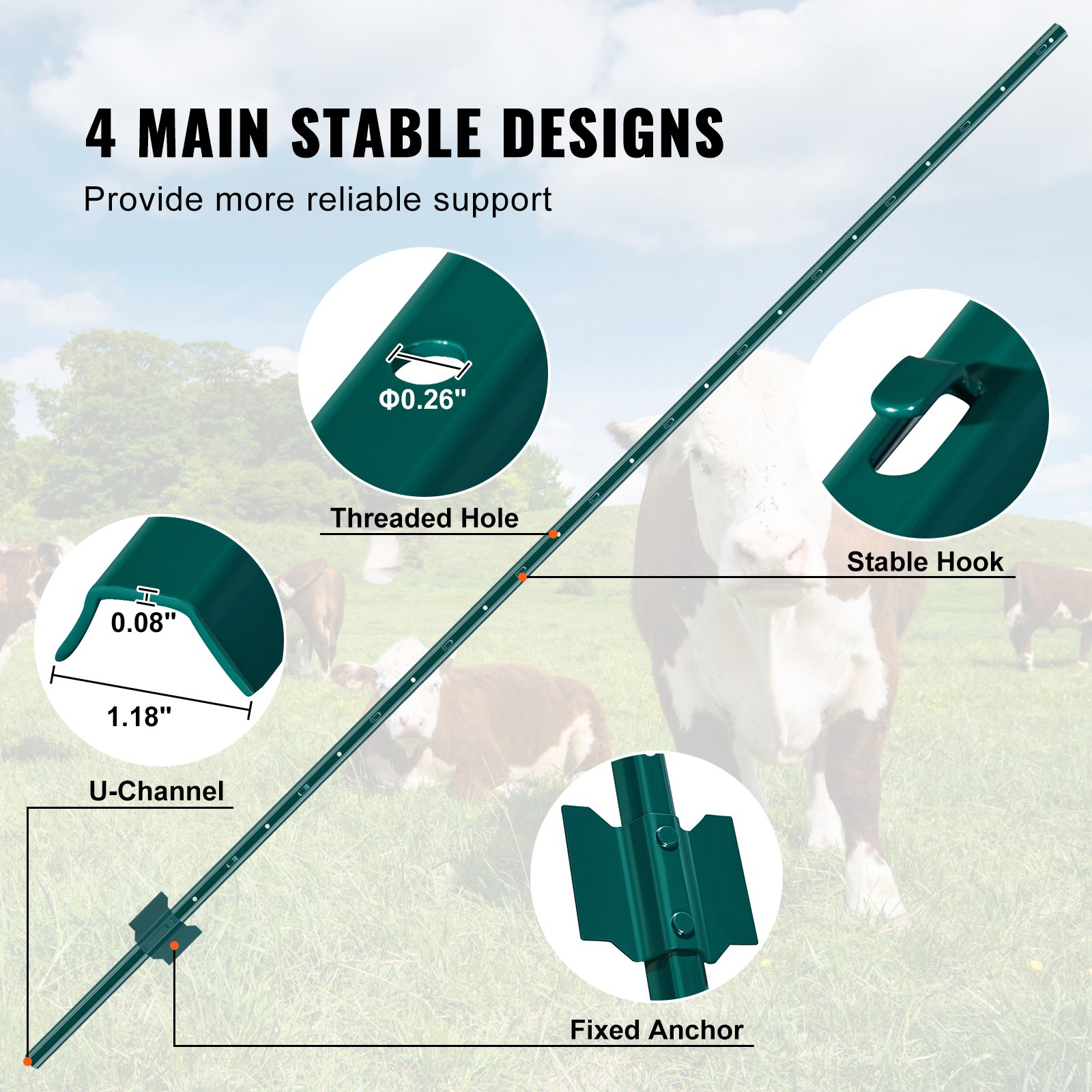 VEVOR 7 Feet Fence Post 10 Pack T-Post Heavy Duty Metal Fence Posts ...