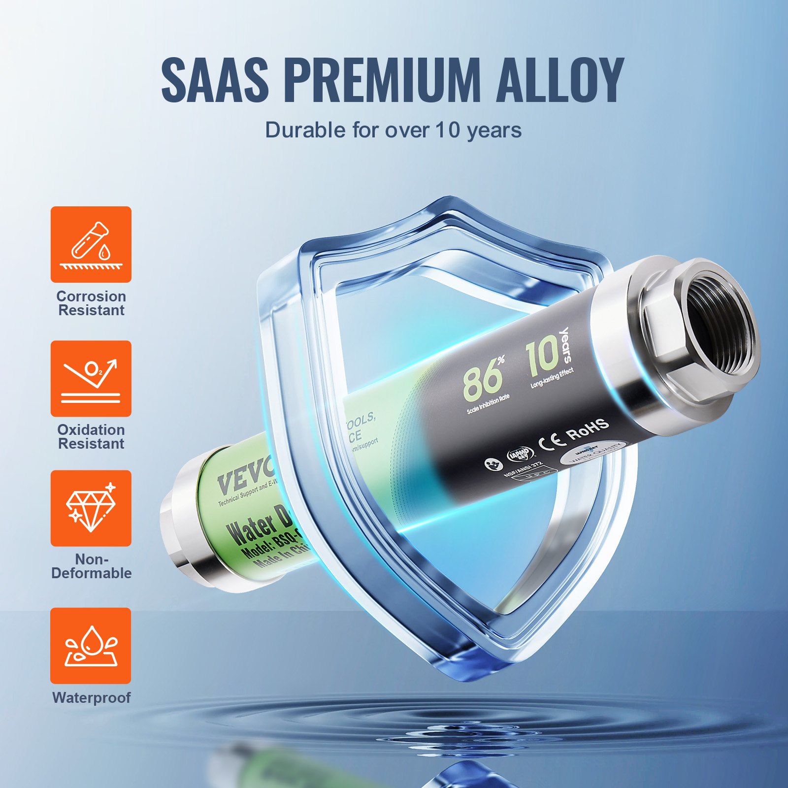 VEVOR Whole House Salt Free Descaler, Physical Scale Descaler for City ...