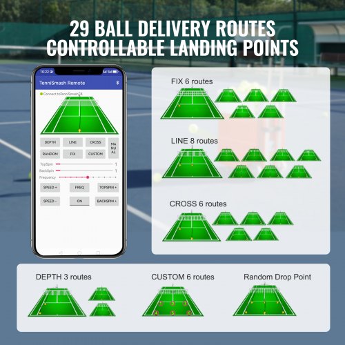 VEVOR Tennis Ball Machine Automatic Portable Ball Launcher Training ...