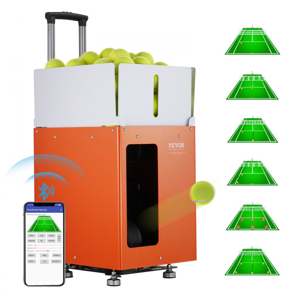 VEVOR Tennis Ball Machine Automatic Portable Ball Launcher Training ...