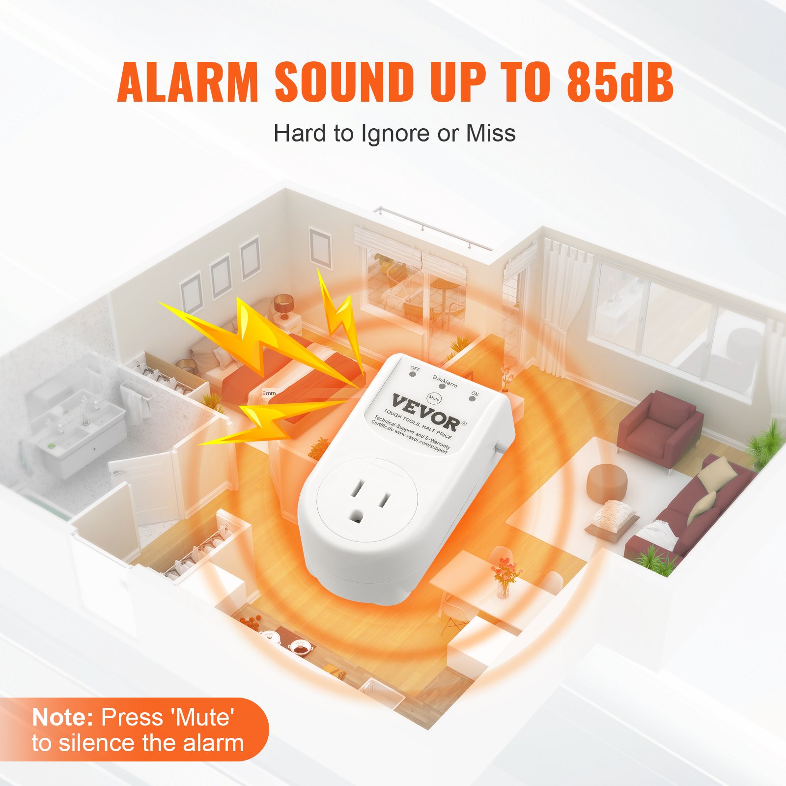 VEVOR Sump Pump Alarm, Indoor/Outdoor High Water Septic Tank Alarm With ...