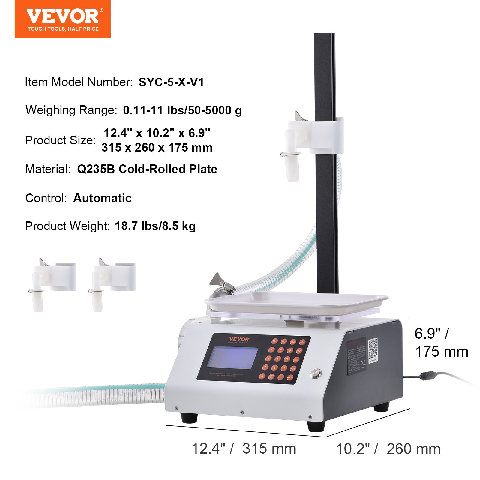 VEVOR Liquid Filling Machine, 50-5000 g Weighing Capacity, Automatic ...