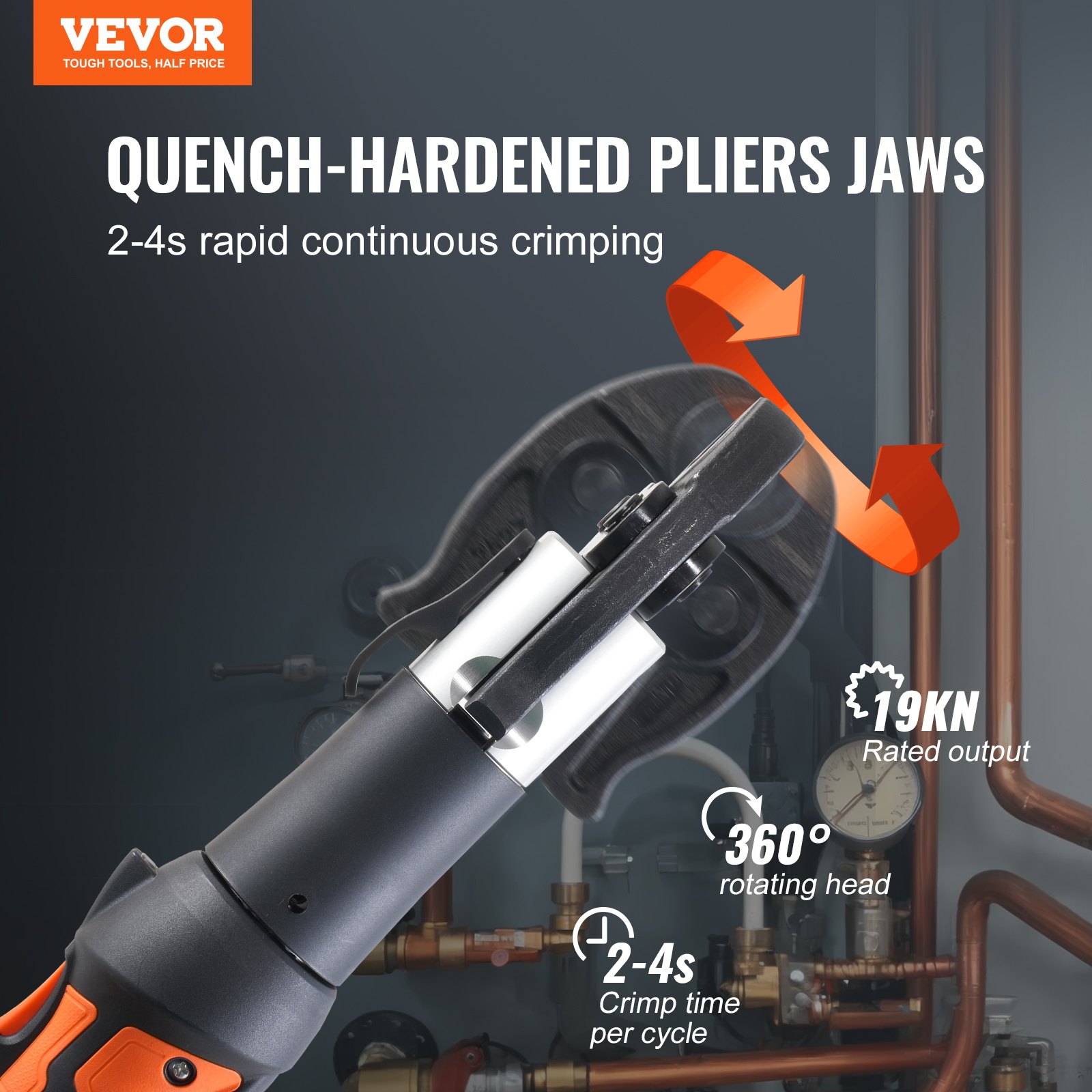 VEVOR Pro Press Tool Pipe Crimping Kit Press Tool Battery Kit 1/2" 3/4 ...