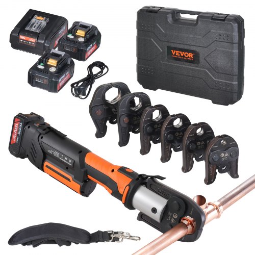 VEVOR Pro Press Tool Pipe Crimping Kit Press Tool Battery Kit with 6 ...