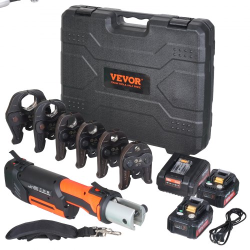 VEVOR Pro Press Tool Pipe Crimping Kit Press Tool Battery Kit with 6 ...