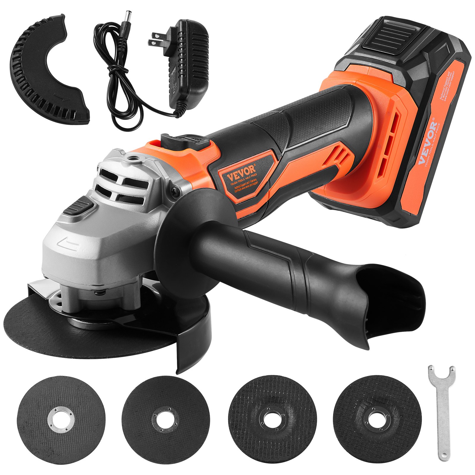 VEVOR Cordless Angle Grinder Kit For 4-1/2'' 9000 rpm, Cordless ...