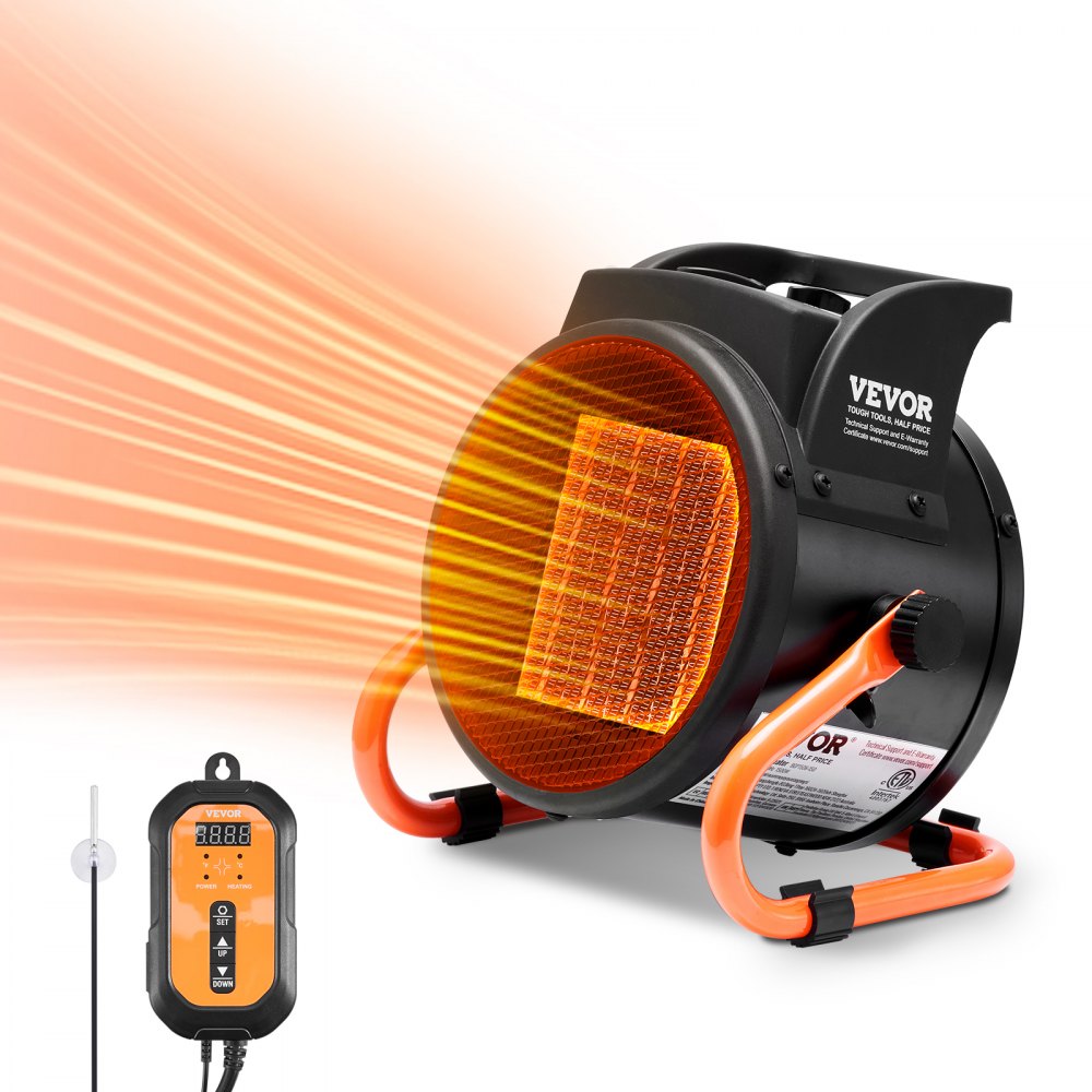 VEVOR Greenhouse Heater with Thermostat, 1500W PTC Fast Heating with ...
